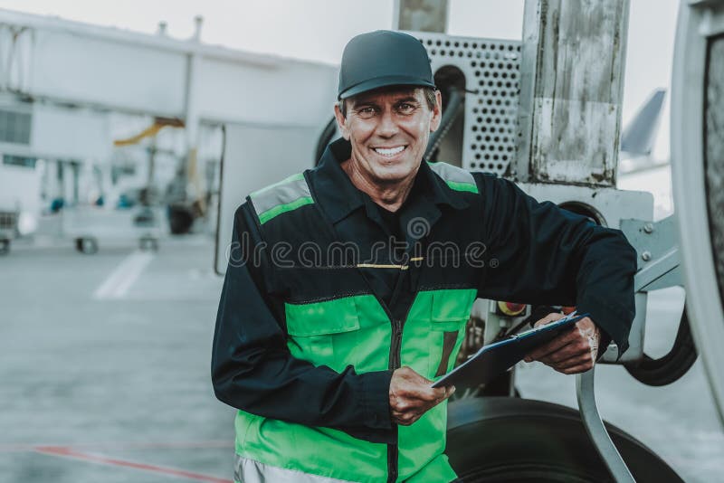 Smiling Old Worker from Technical Staff Having Job Stock Image - Image ...