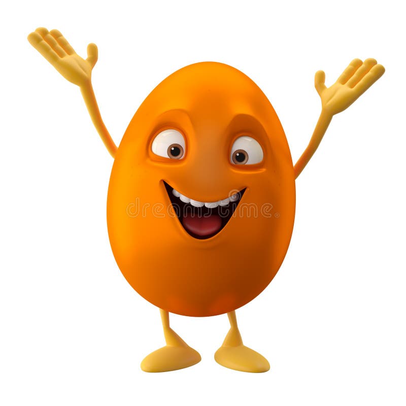 Smiling Orange Easter Egg, Funny 3D Cartoon Character, Salute Stock ...