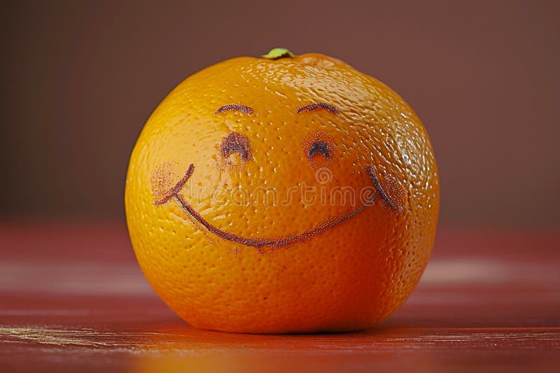 Smiling Orange with a Green Leaf on Top of it Stock Illustration ...