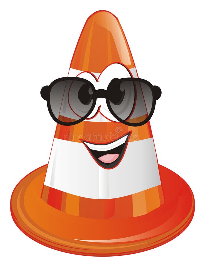 Happy Traffic Cone in Sunglasses Stock Illustration - Illustration of ...