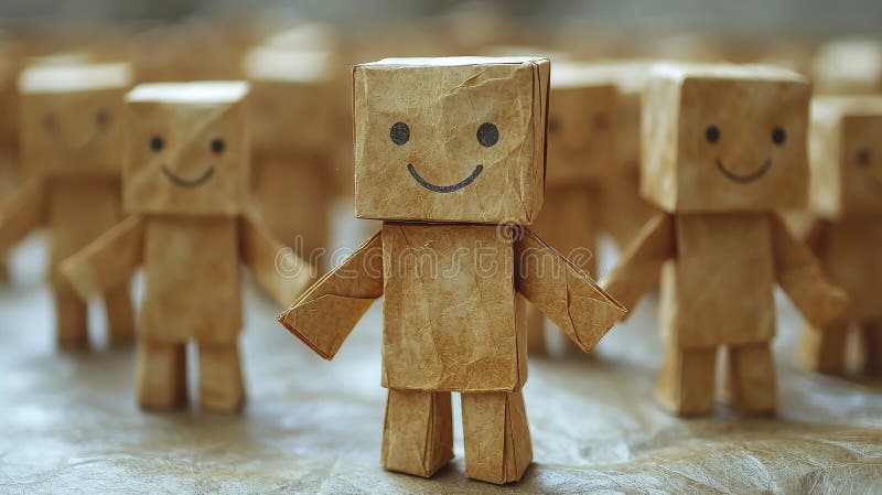 Smiling Paper Boxes Representing Human Joy Stock Illustration ...
