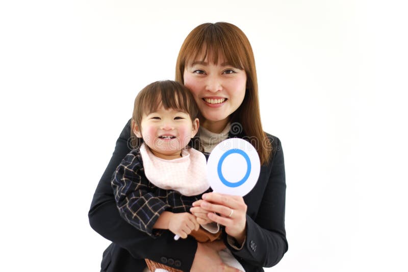 A Smiling Parent and Child with a Round Bill Stock Image - Image of ...