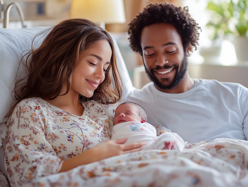 Smiling Parents Holding Baby Stock Illustration - Illustration of ...