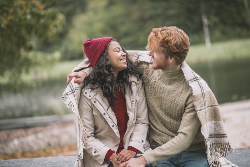 Smiling Partners Romanticly Look at Each Other Stock Image - Image of ...