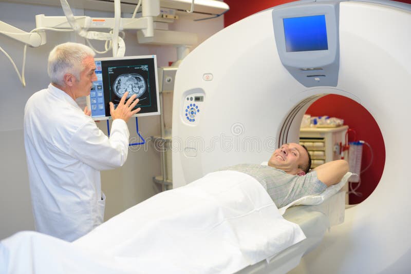 Smiling Patient Having Brain Scan Stock Photo - Image of diagnose ...
