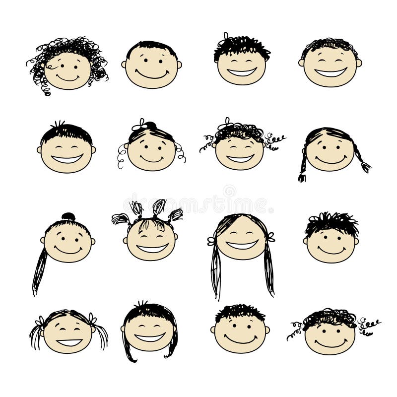 Smiling People Icons for Your Design Stock Vector - Illustration of ...