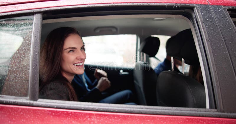 Smiling People Sitting Inside the Ride Sharing Stock Photo - Image of ...
