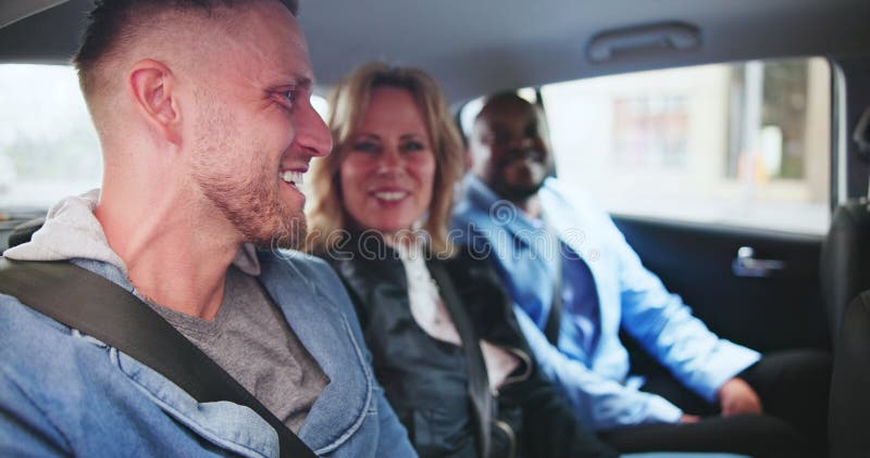 Smiling People Sitting Inside the Ride Sharing Stock Image - Image of ...