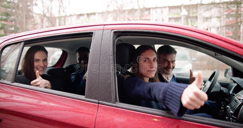 Smiling People Sitting Inside the Ride Sharing Stock Image - Image of ...