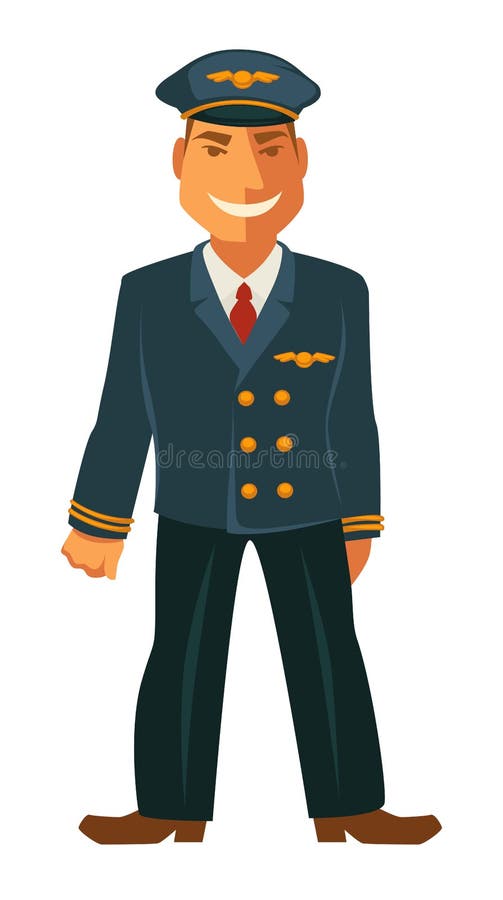 Smiling Pilot Cartoon on Military Plane Stock Vector - Illustration of ...