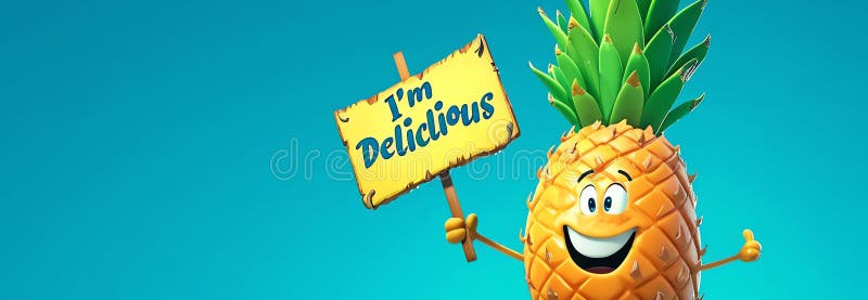 Smiling Pineapple with a Panel, AI Generated Stock Illustration ...