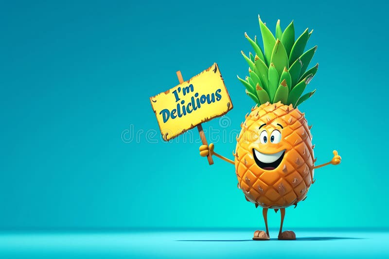 Smiling Pineapple with a Panel, AI Generated Stock Illustration ...