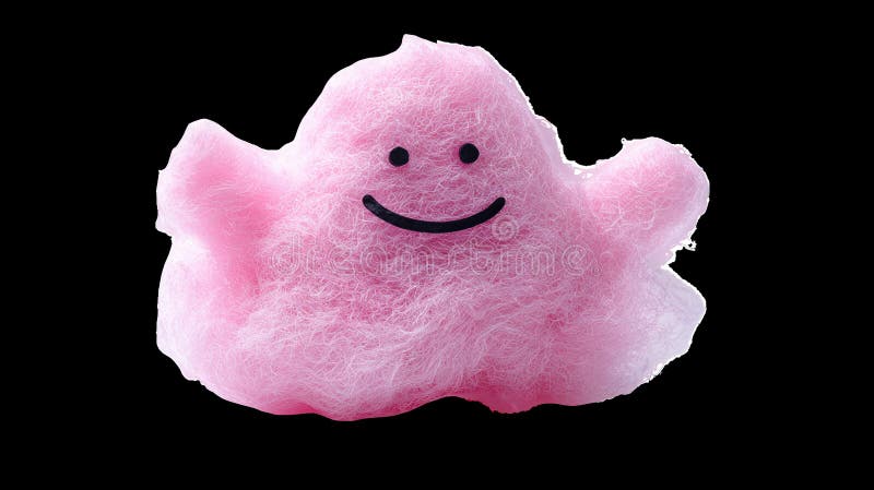 Smiling Pink Cotton Candy Ghost Floating with Transparent Background ...