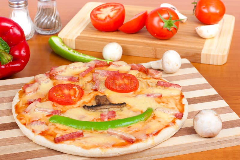 Smiling Pizza stock image. Image of melted, food, junk - 19189847