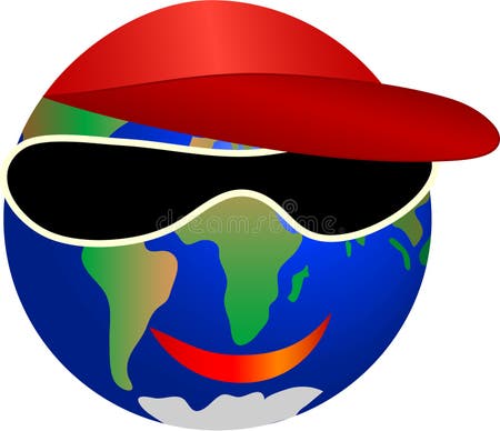 Smiling Planet Earth with Sunglasses and Cap Stock Illustration ...