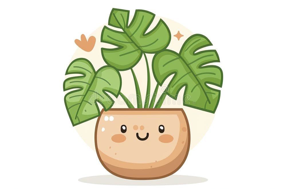 Smiling Plant in Pot, Illustration. Generative AI Stock Illustration ...