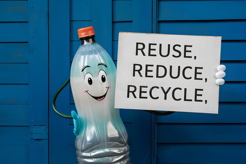 Smiling Plastic Bottle with Recyclable Message, Promoting Eco Friendly ...