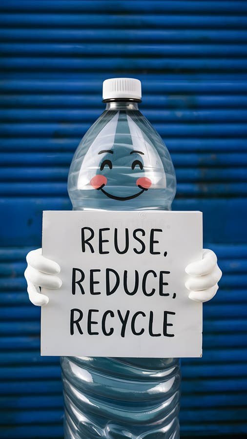 Smiling Plastic Bottle with Recyclable Message, Promoting Eco Friendly ...
