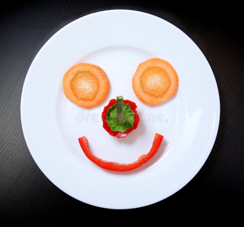 Smiling Face from Vegetables on Plate Isolated Stock Image - Image of ...