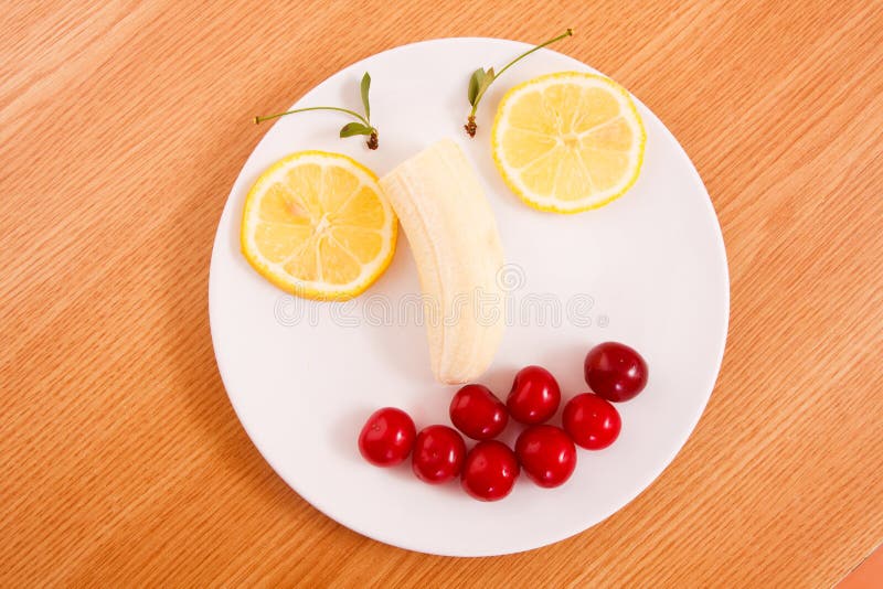 Smiling plate stock image. Image of isolated, banana - 16596055