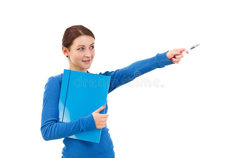 Smiling, pointing student stock image. Image of attractive - 22540769