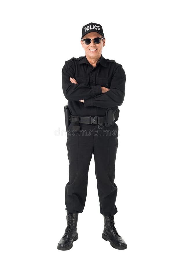 Smiling Policeman Shows on You. Stock Photo - Image of police, adult ...