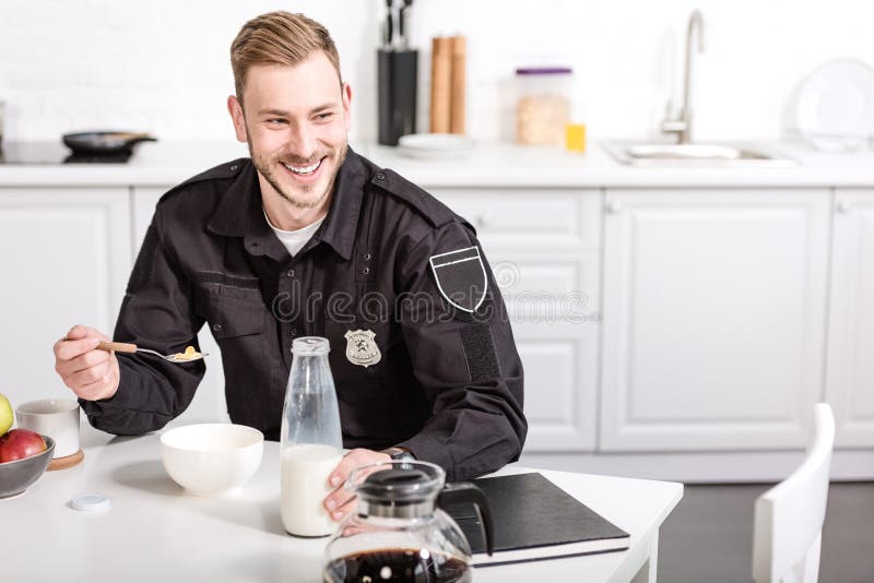 Smiling Policeman Shows on You. Stock Photo - Image of police, adult ...