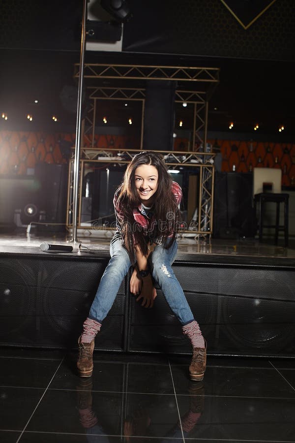 Smiling Pop Star Singer with Microphone Stock Image - Image of karaoke ...