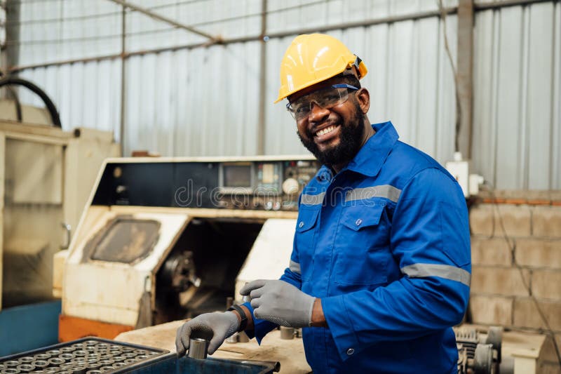 Smiling Portrait of Confident Engineer Worker at Factory Stock Photo ...