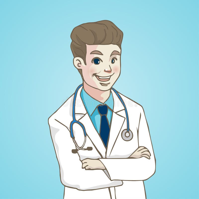 Smiling Portrait Doctor With Stethoscope Character Cartoon Stock Vector Illustration Of