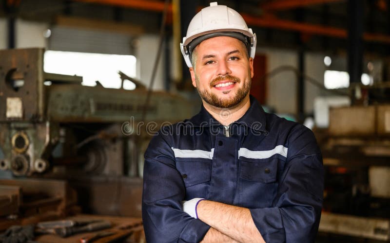 Smiling Portrait of Mechanical Technician Checking and Inspecting ...