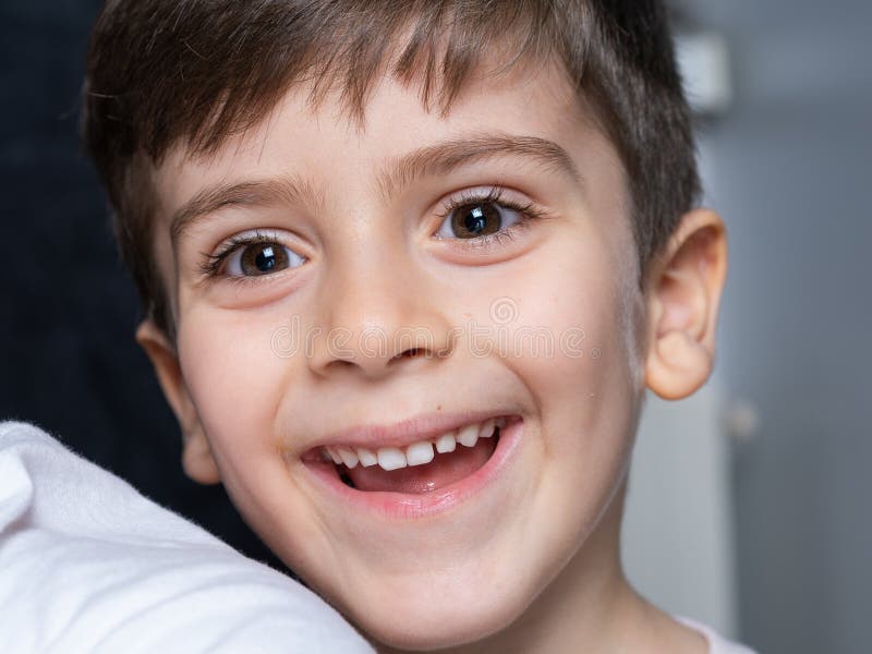 Smiling Portrait of Young Boy Stock Image - Image of nose, smiling ...