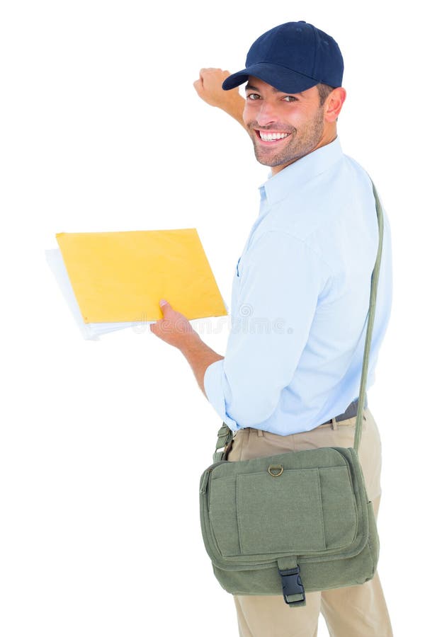 Portrait of Postman Delivering Letter Stock Photo - Image of handsome ...