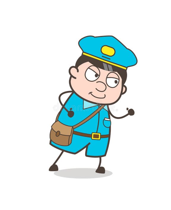 Smiling Postman Running Pose Vector Stock Illustration - Illustration ...