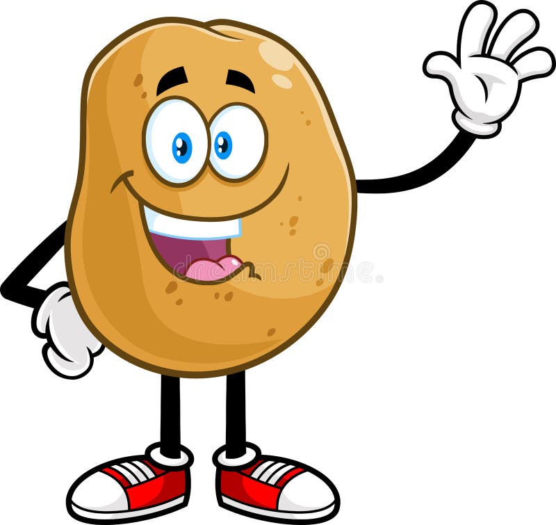 Smiling Potato Cartoon Character Waving For Greeting Stock Vector Illustration Of Expression
