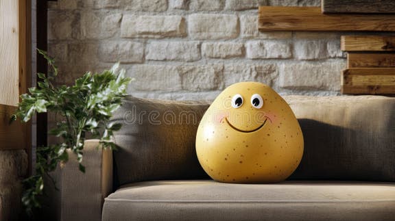 Smiling Potato on a Couch. Couch Potato Concept Stock Illustration ...
