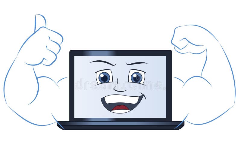 Smiling Powerful Laptop Computer 2 Stock Vector - Illustration of ...