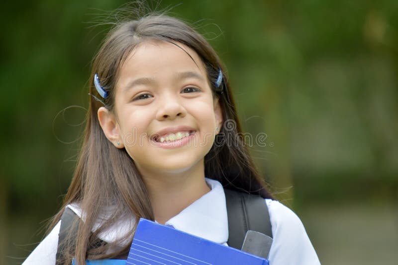 Smiling Prep Girl Student Wearing School Uniform with Notebooks Stock ...