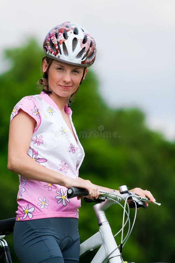 Smiling Pretty Girl - Cyclist Stock Photo - Image of laughing, fitness ...