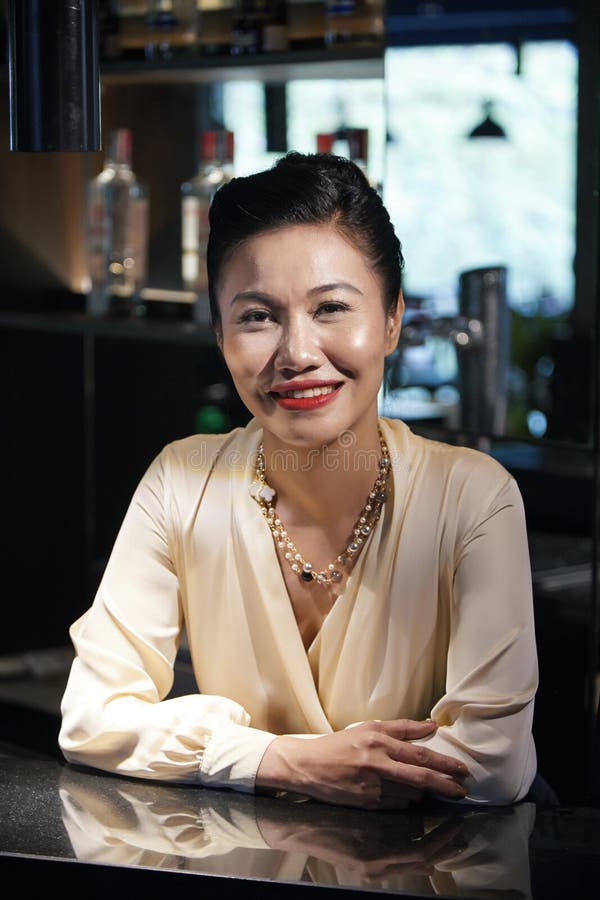 Smiling Pretty Restaurant Manager Stock Image - Image of business ...