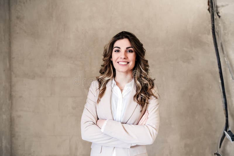 Smiling Professional Confident Architect Woman in Construction Site ... Smiling Professional Confident Architect Woman in Construction Site ...