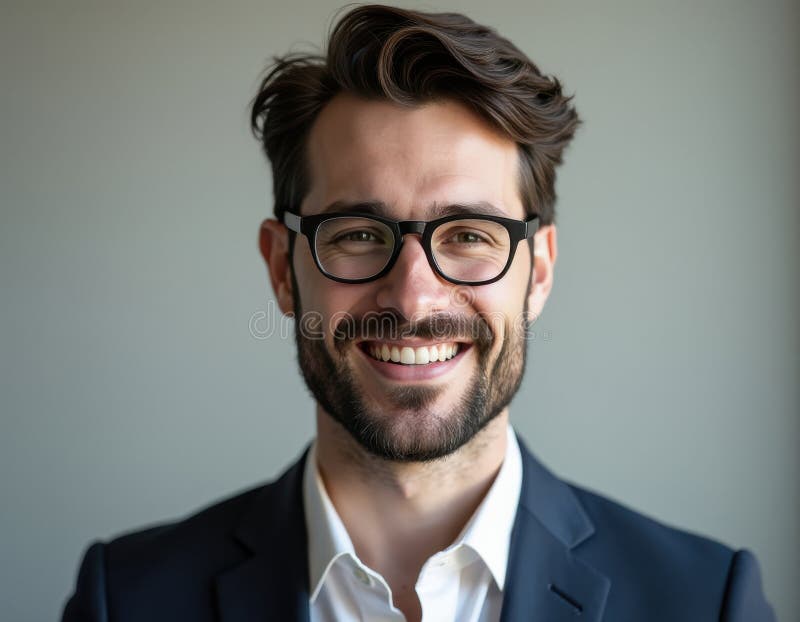 Smiling Professional Man in Glasses Stock Image - Image of happiness ...