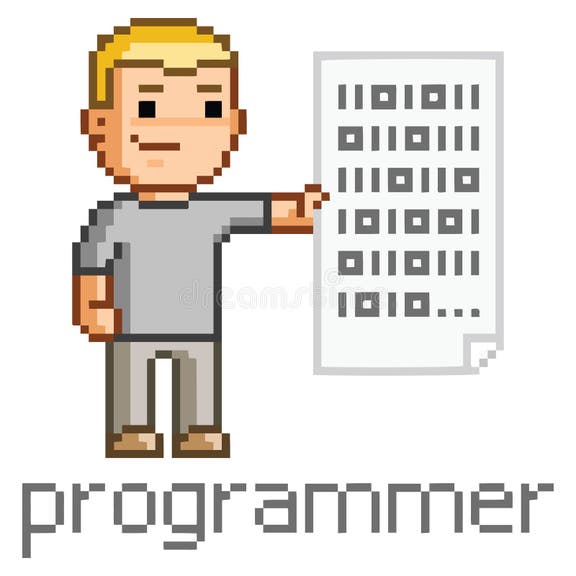 Smiling Programmer To Program Code Stock Vector - Illustration of 8bit, game: 53644734