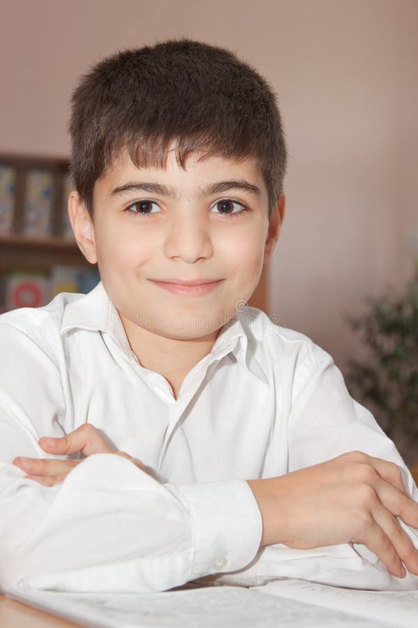 Smiling Pupil with a Copybook Stock Image - Image of exam, copybook ...