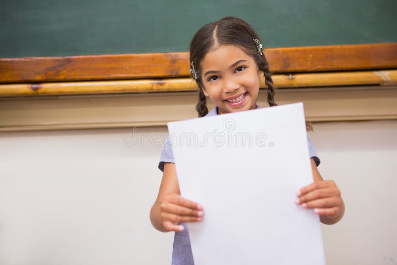 Smiling Pupil Showing Paper Stock Photo - Image of education, paper ...