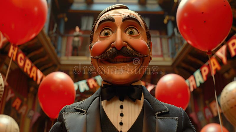 A Smiling Puppet Decorated with Balloons Stock Illustration ...