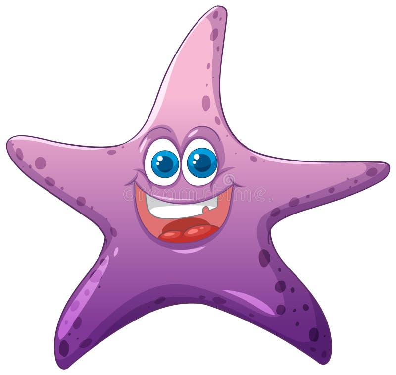 Smiling purple starfish stock vector. Illustration of marine - 347072681
