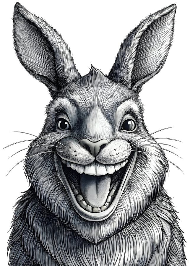 Smiling Rabbit Expression Joyful Whimsical Character Illustration Art ...