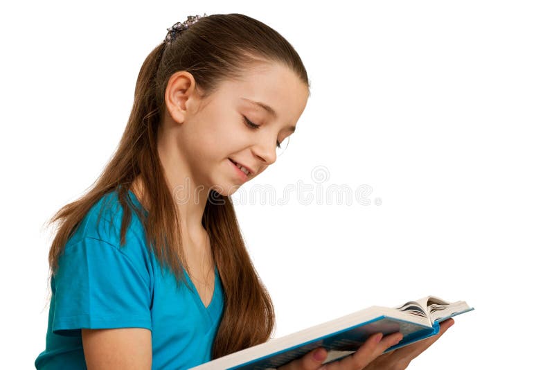 Smiling reading girl stock image. Image of play, book - 13913487