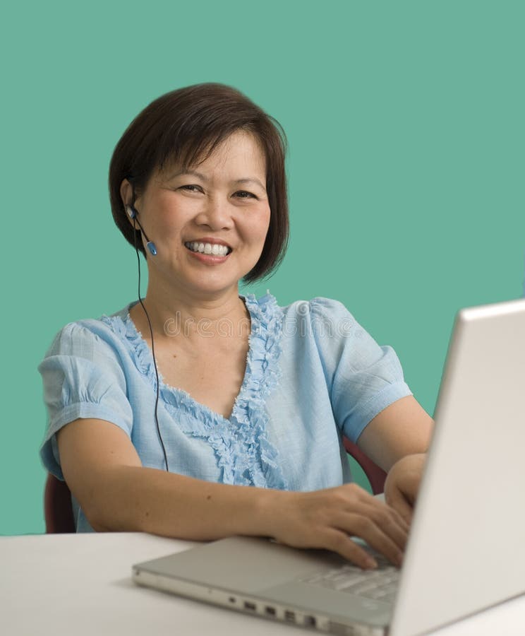 Smiling Receptionist with Headset Stock Photo - Image of consultant ...